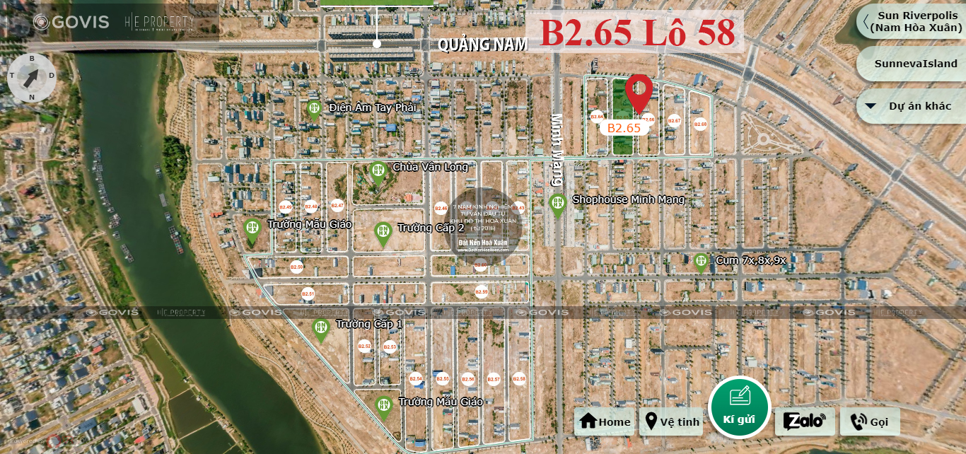 Nam hòa xuân B2.65, Lô 58 - Khu đô thị Nam Hòa Xuân |Sàn Đất Nền Hòa Xuân